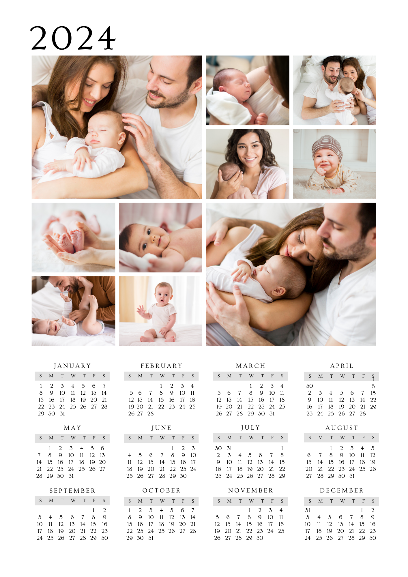 Calendario con foto personalizzate collage 2024 - FotoExpress
